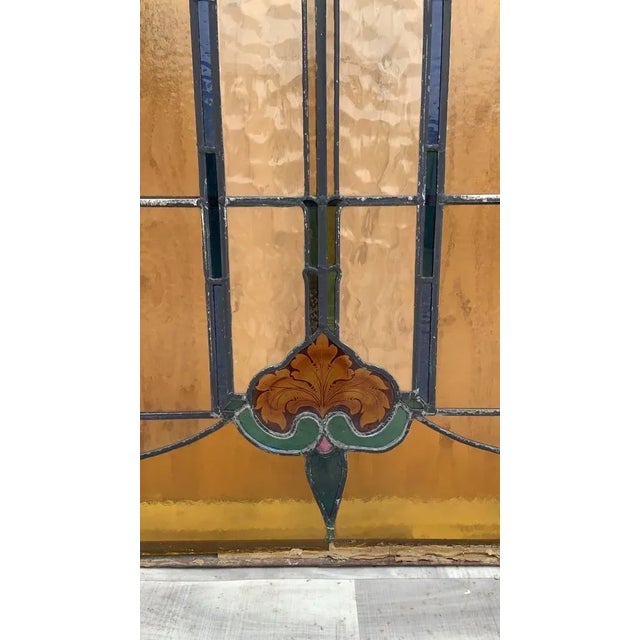 1940s Wrought-Iron Framed Stained Glass Window/Door | Chairish