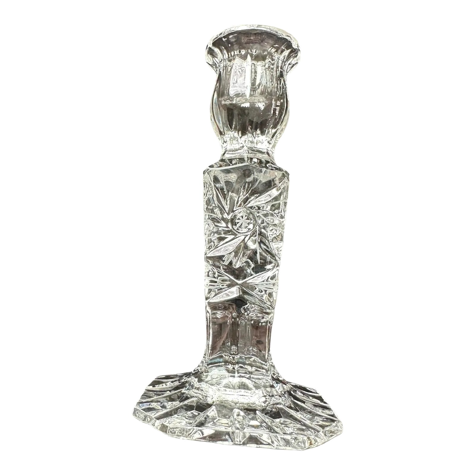 Vintage Crystal Glass Candlestick Holder by Swarton Poland | Chairish