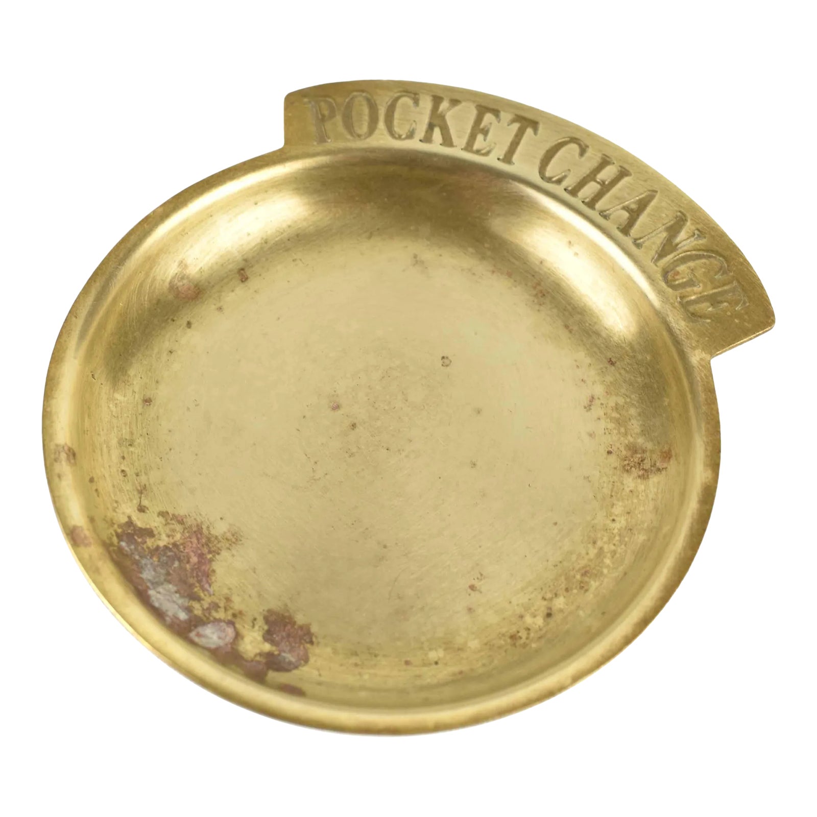 Mid 20th Modern Solid Brass Pocket Change Valet Dish | Chairish