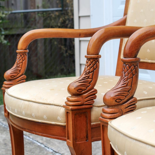 1980s Century Furniture Capuan Arm Chairs With Serpent Dolphin Carvings ...