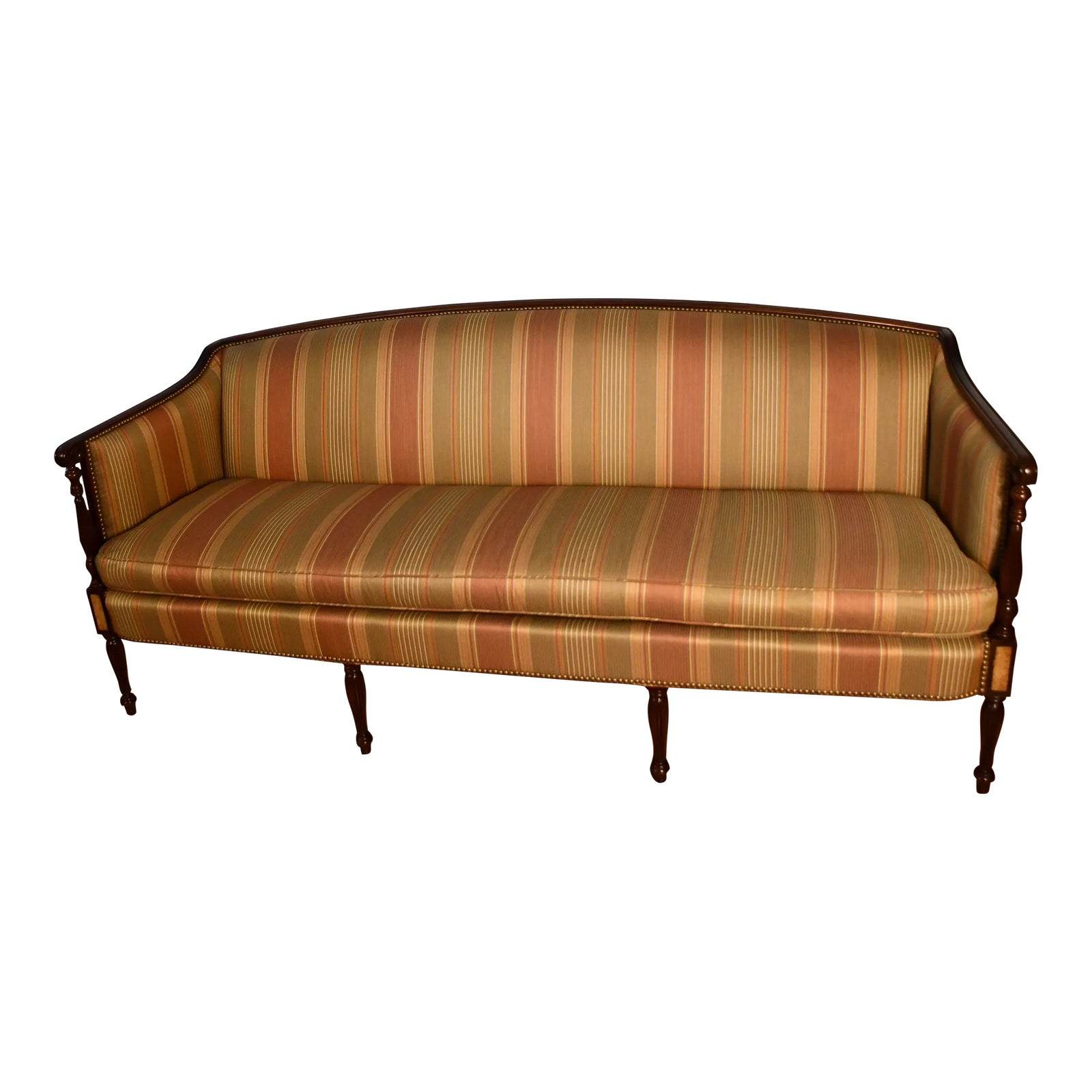 1910 Antique Hickory English Sheraton Mahogany & Maple Inlay Spring ...