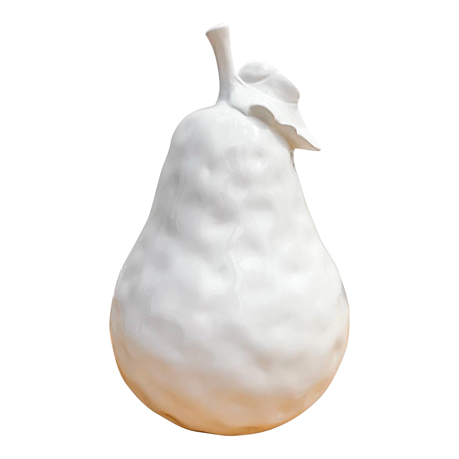 Large Scale White Glazed Ceramic Pear Decorative Object | Chairish