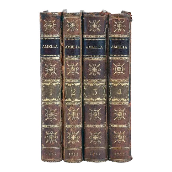 Mid 18th Century Amelia by Henry Fielding Leather Books - Set of 4 ...