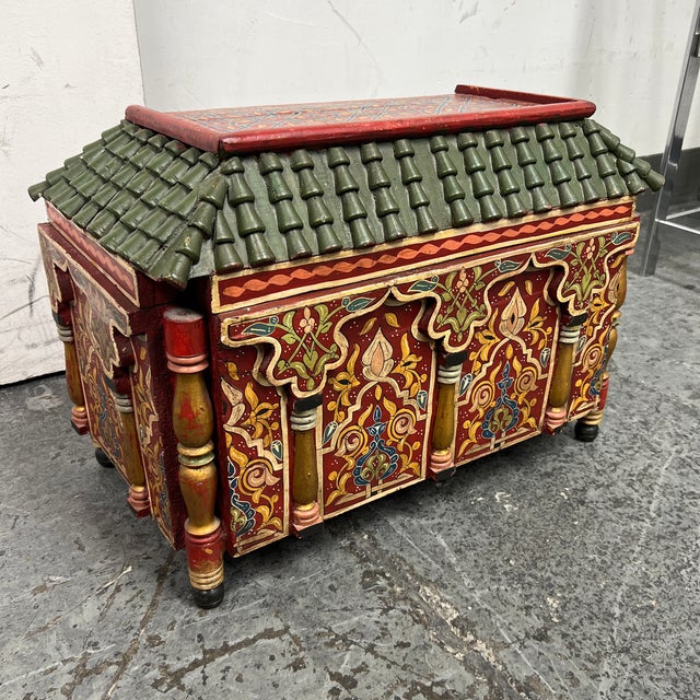 Vintage Hand Paint Decorated Moroccan Dowry Chest | Chairish