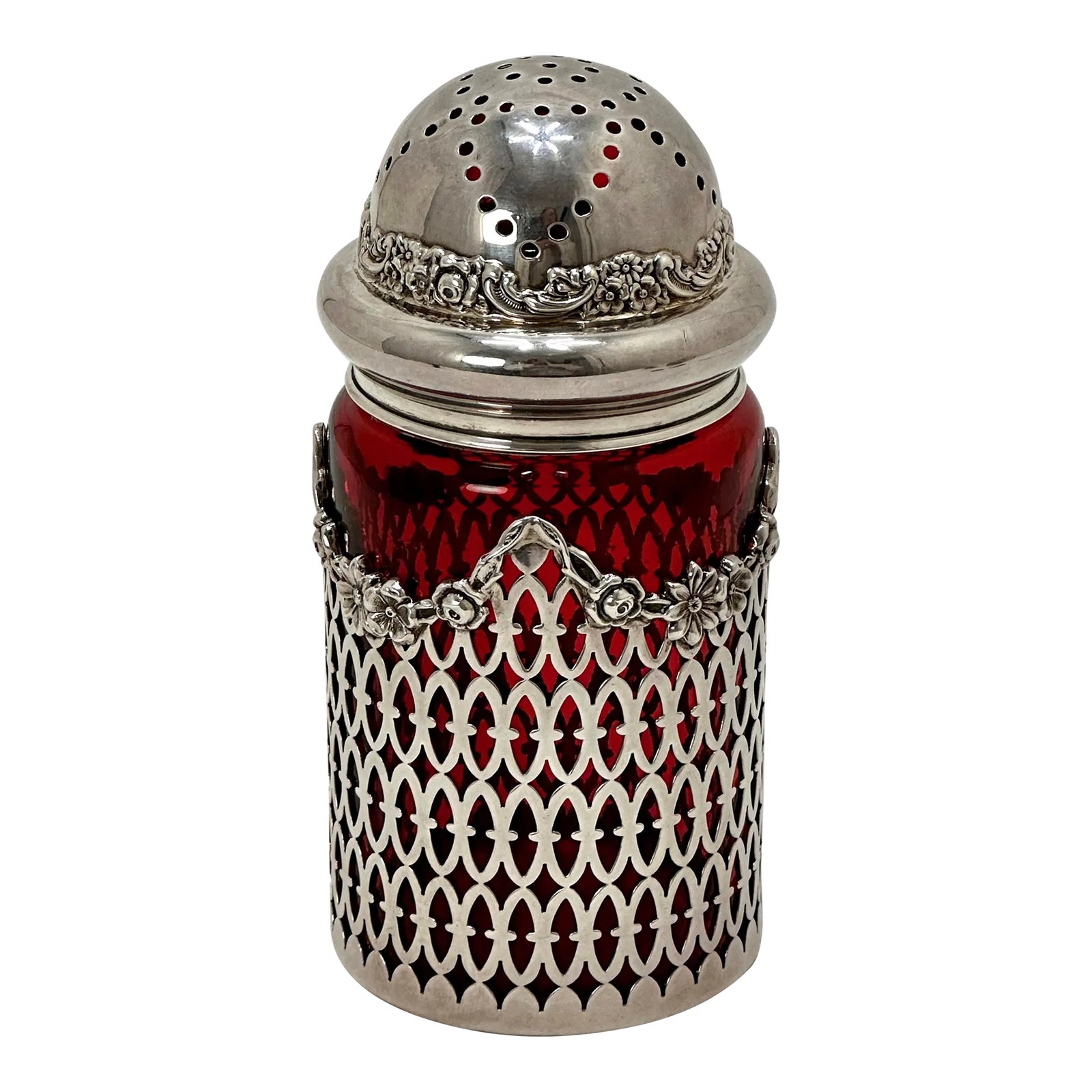 Outstanding Antique American Sterling Silver & Pigeon Blood Red Art ...