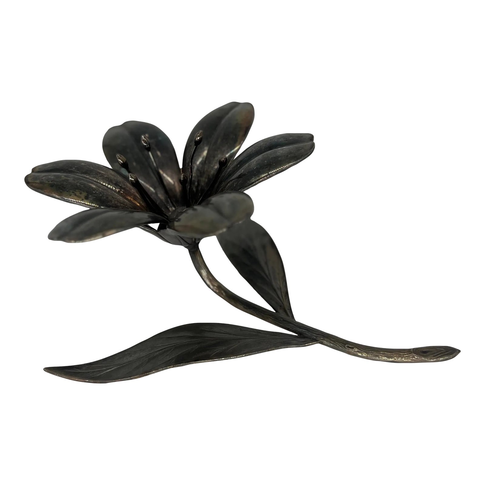 Hollywood Regency Silver Plated Flower Shaped Ashtray Set | Chairish