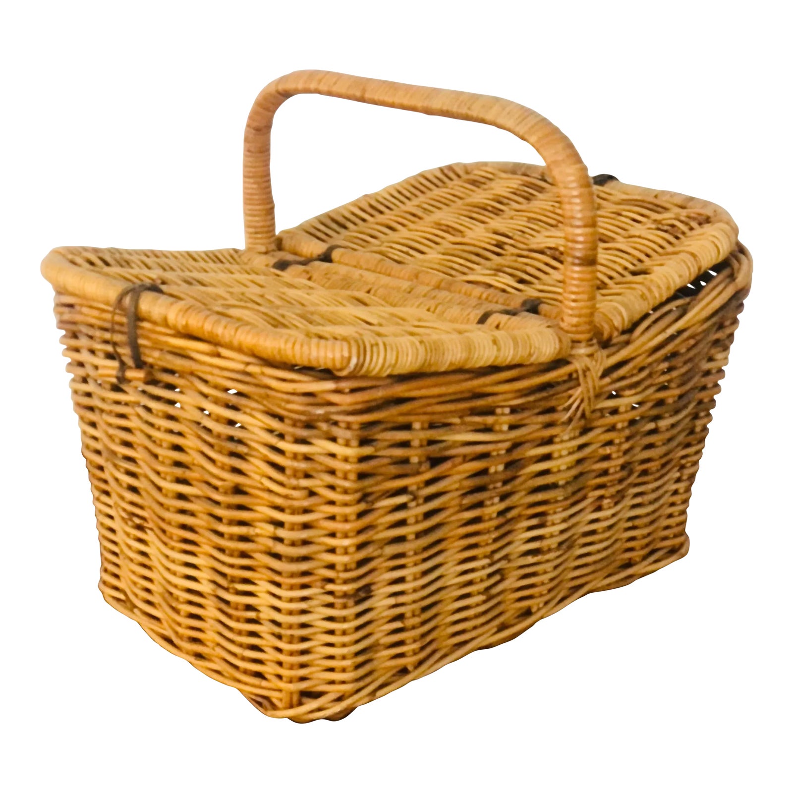 Italian Vintage Wicker Picnic Basket | Chairish