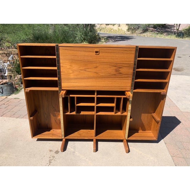Mid Century Modern Danish Teak Magic Box Fold Out Desk by Nils Erik ...