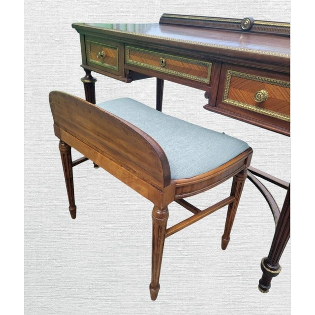 Vintage Mid Century Modern Small Upholstered Low Bench Vanity Stool ...