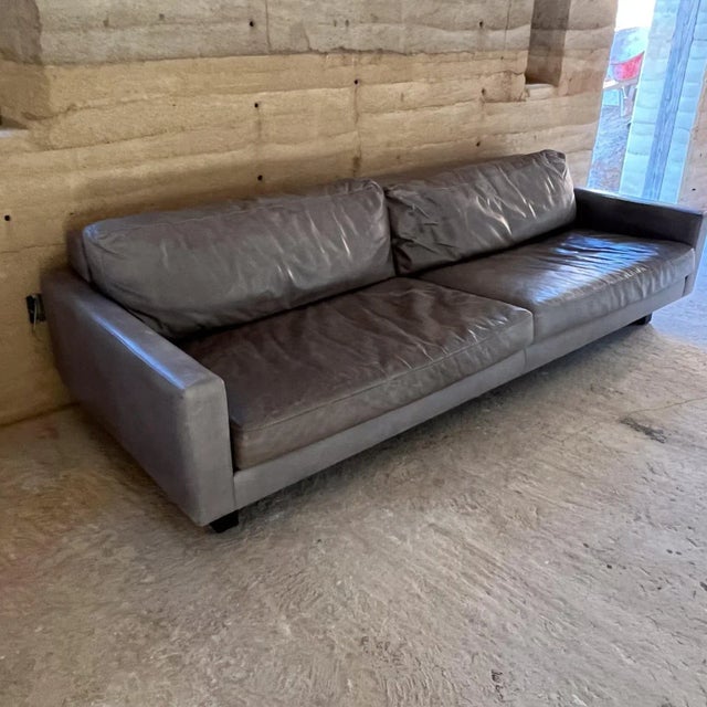 2000s Modern Gray Leather Sofa Pierson Room & Board | Chairish