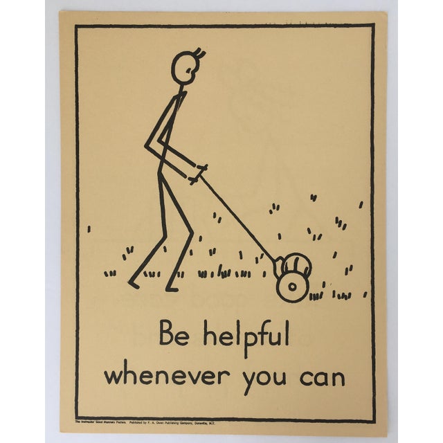 1940s "Good Manners" Double-Sided Stick Figure Poster | Chairish