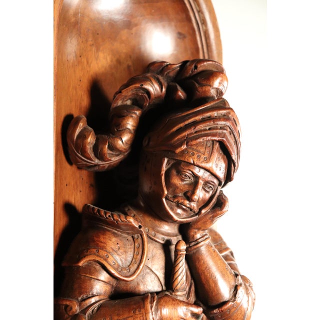 Circa 1800 French Walnut Carving of a Knight | Chairish