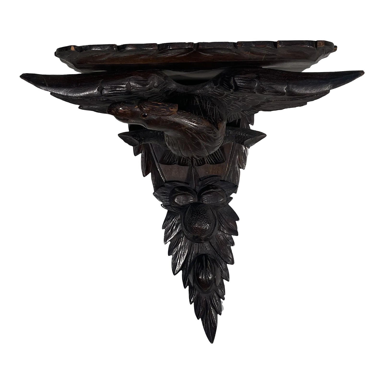 Late 19th Century Black Forest Carved Eagle Shelf | Chairish