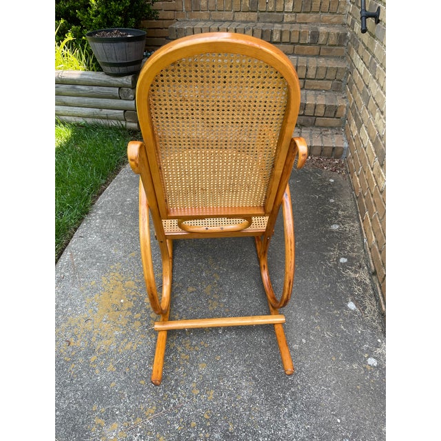 Mid 20th Century Vintage Bentwood Rocking Chair With Cane Back and Seat ...