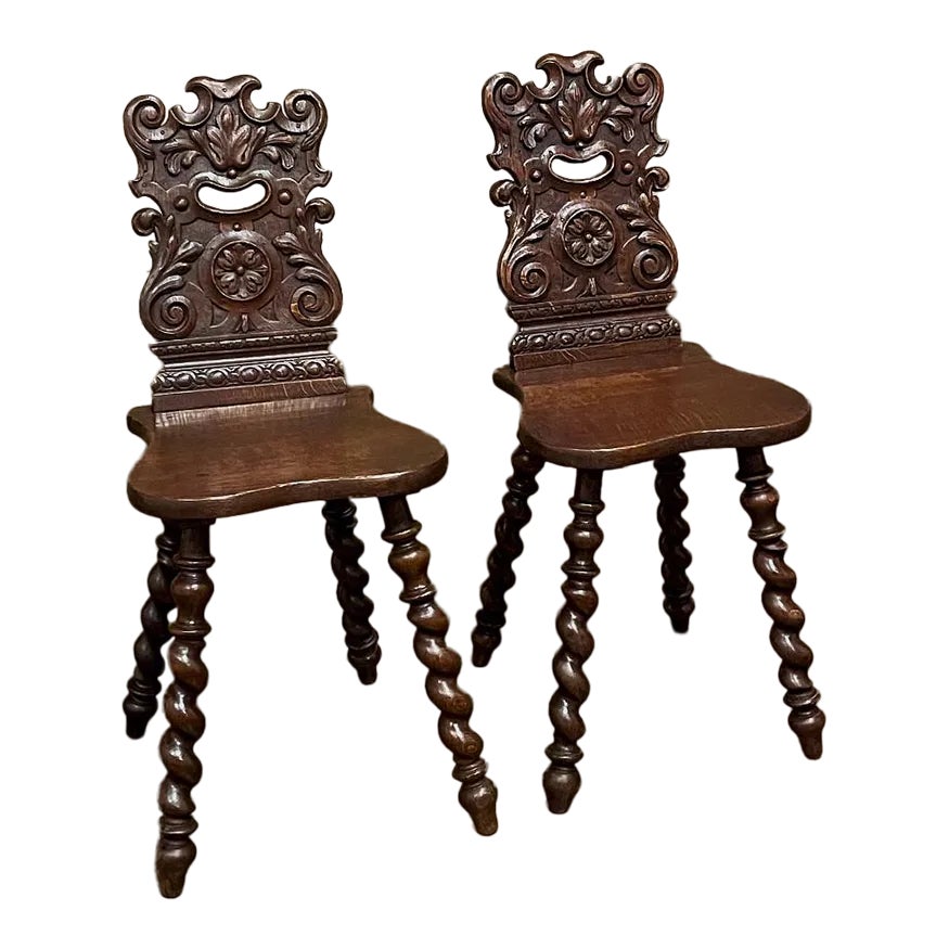 Pair Dutch Renaissance Side Chairs | Chairish