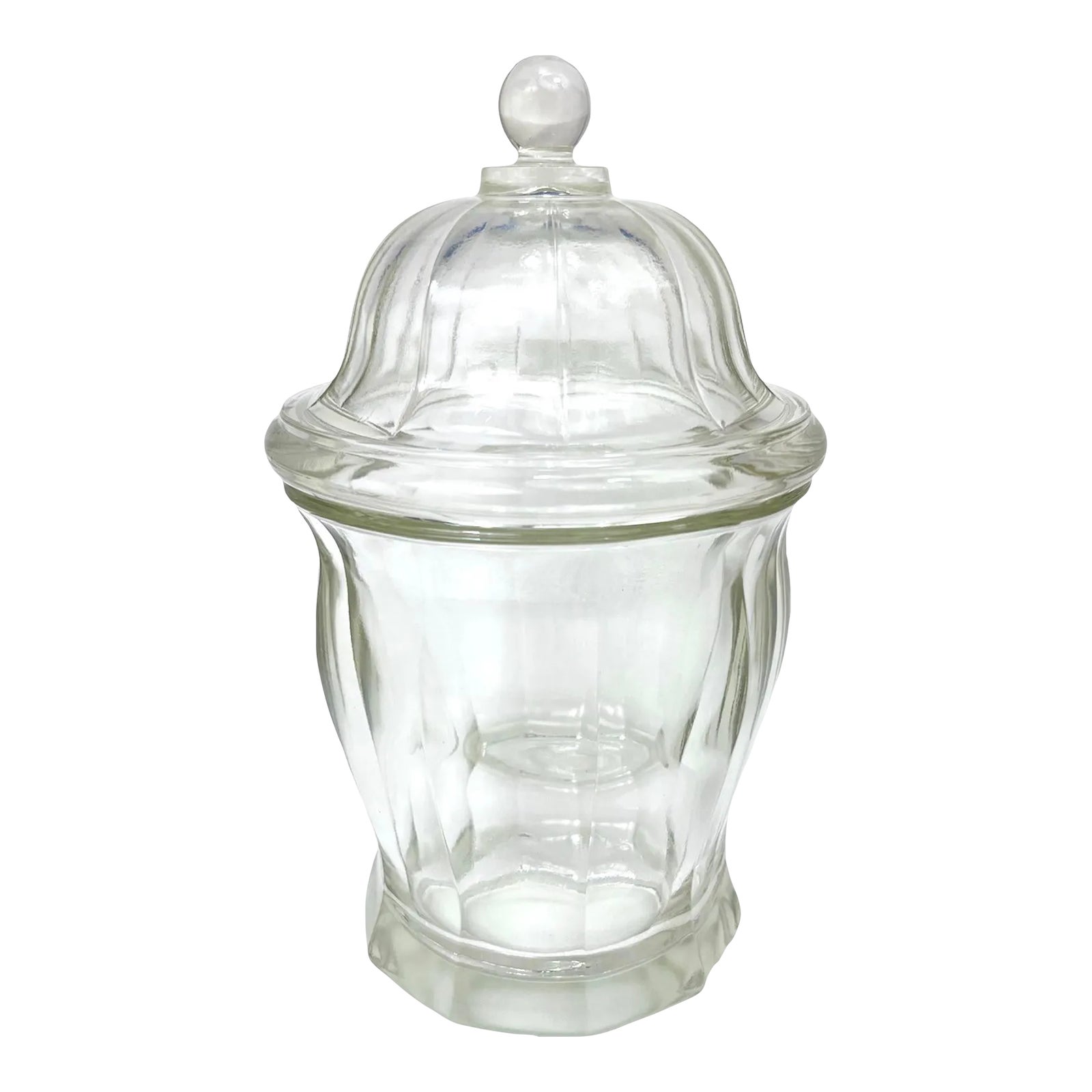 1950s Glass Biscuit Jar With Lid | Chairish
