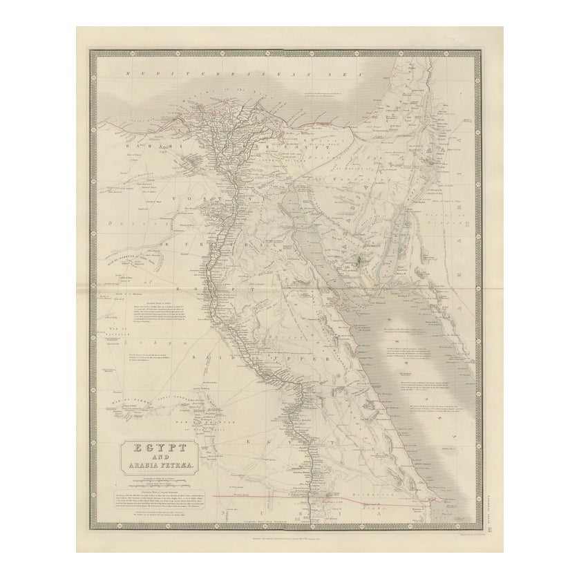Egypt and Arabia Petraea Nile Map, 1815 | Chairish