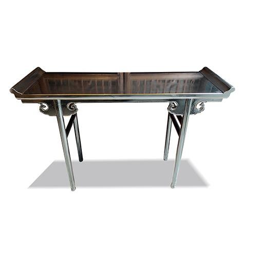 1980s Asian Shiny Lacquer Wing Console Table With Cloud Apron Design ...