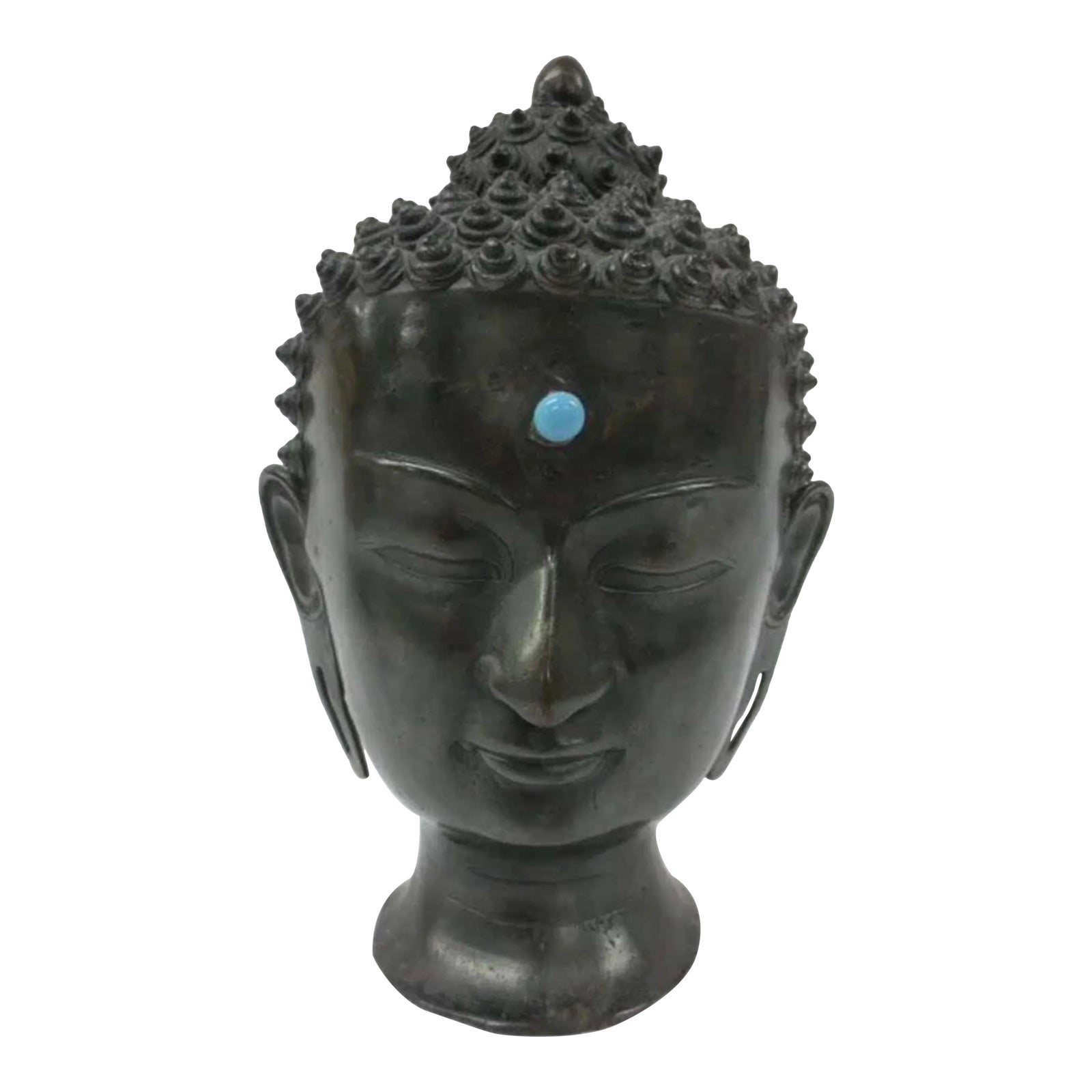 Late 19th Century Head of Sakya-Muni, Gautama Buddha Cast Bronze ...