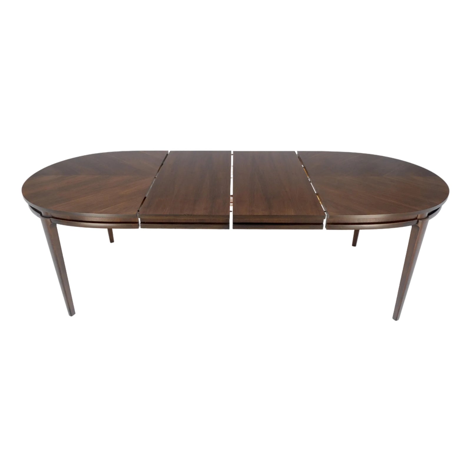 Dark Walnut Oval MCM c1970s Dining Table w/ Two Extension Boards Leaves ...