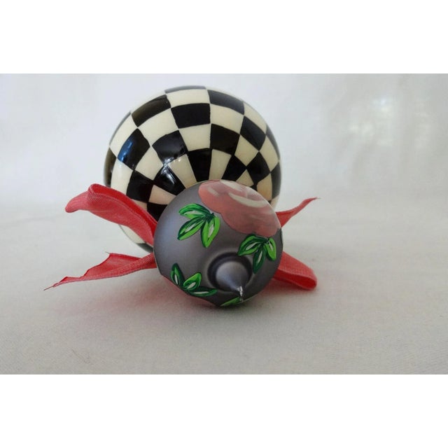 MacKenzie-Childs Pink Rose, Double Drop Glass Ornament | Chairish