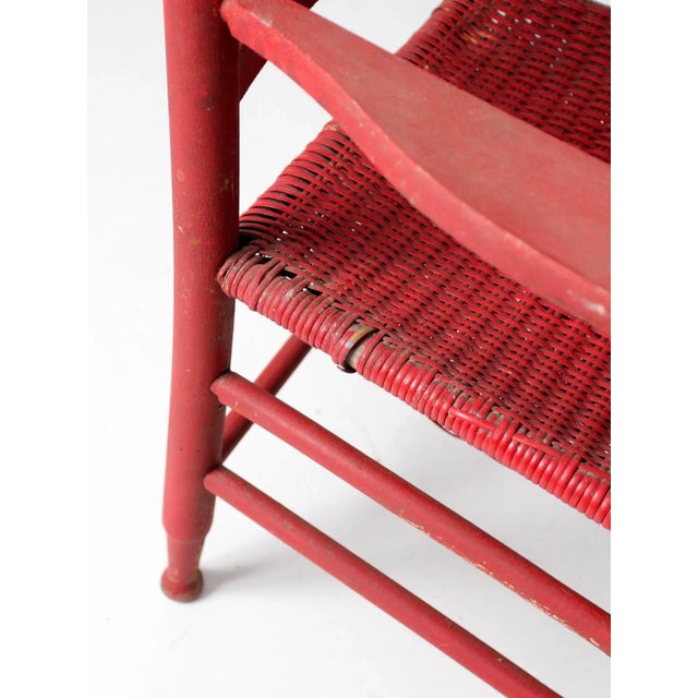 Antique Red Wicker Seat Arm Chair | Chairish