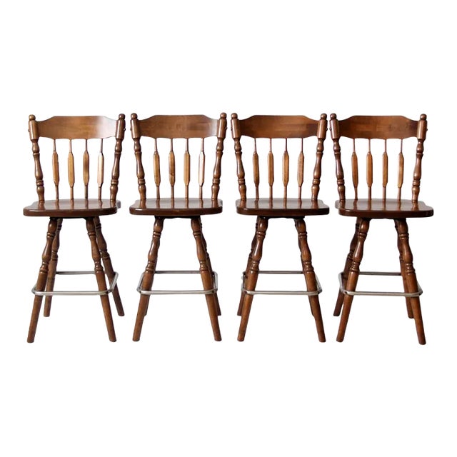 Vintage Tavern Style Counter Stools Set of 4 | Chairish