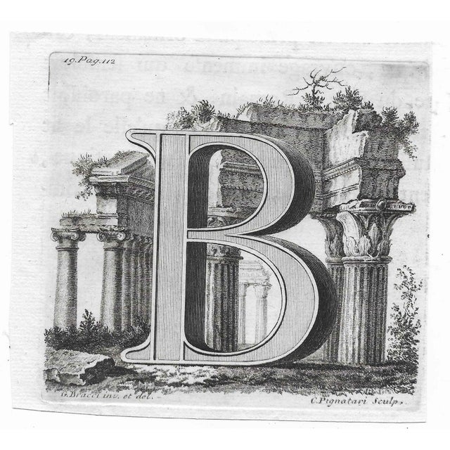 18th Century Letter B Antique Engraving | Chairish