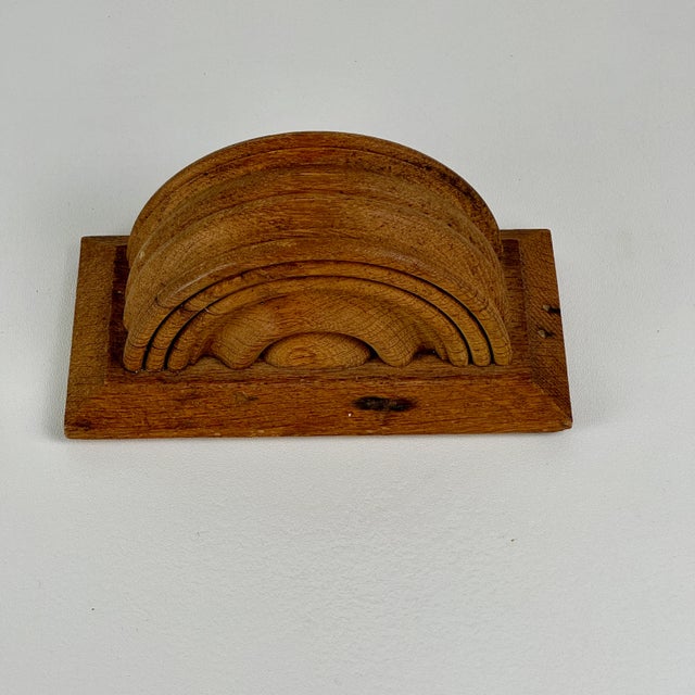 1960s Vintage Hand Carved Oak Wooden Sculpture in Rainbow Stage Design ...