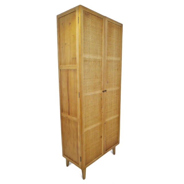 Honey Pine & Cane Storage Cabinet | Chairish