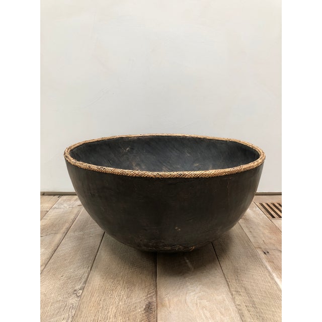 Mid 20th Century Oversized Vintage Wood Bowl Vessel | Chairish
