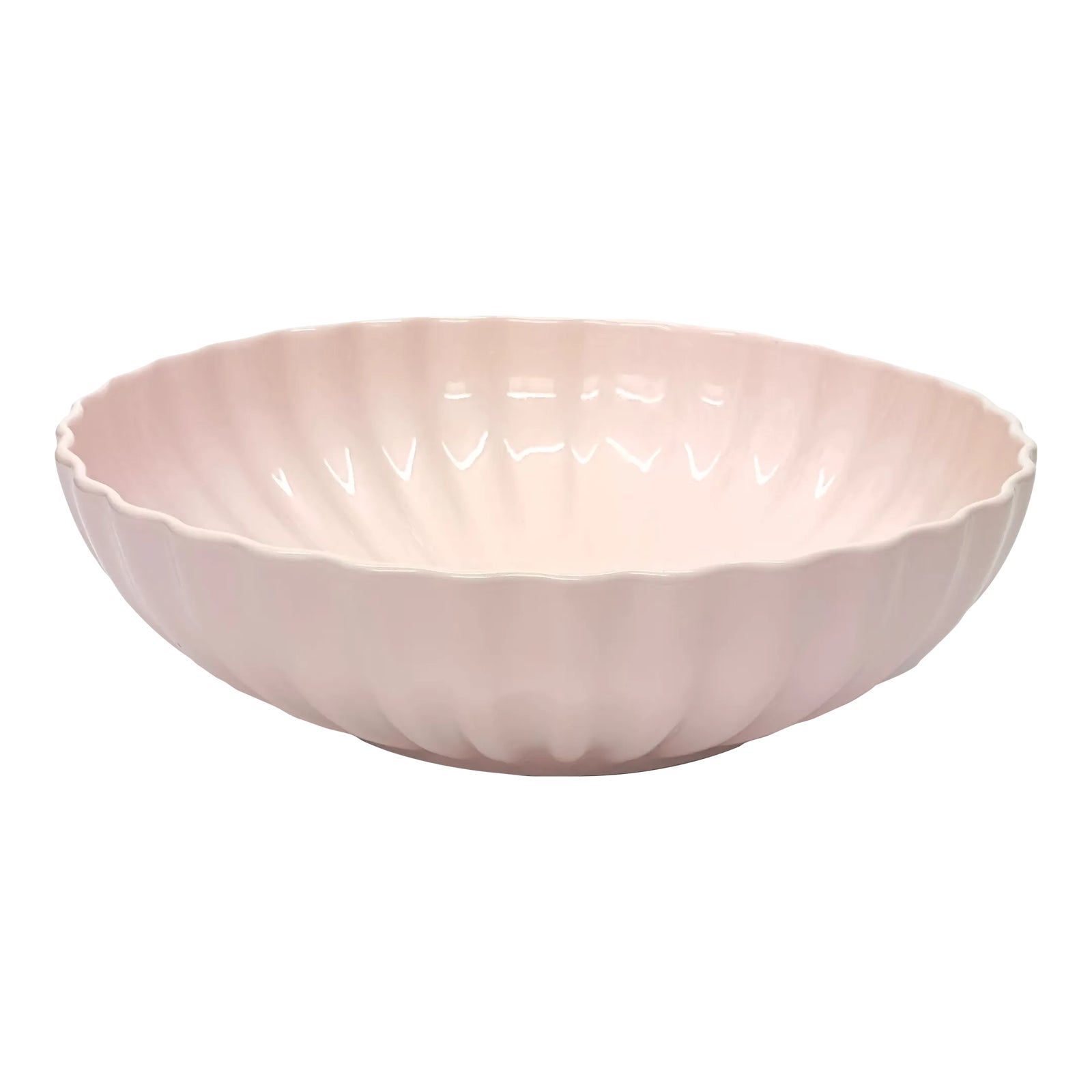 Mid 20th Century Mid-Century Modern Large Blush-Pink Ceramic Ribbed ...