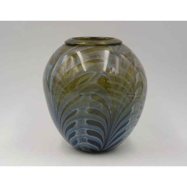 Vintage 1978 Stephen Edwards Blown Glass Feather Vase | Chairish