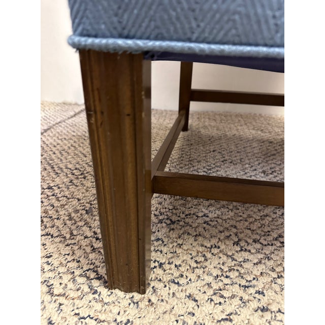 Traditional Blue Upholstered Wingback Chair | Chairish