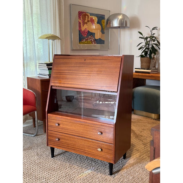 Mid Century Modern Drop Front Bureau Made by Lebus, Circa 1960s. | Chairish