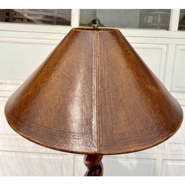 Theodore Alexander Mahogany Barley Twist Floor Lamp | Chairish