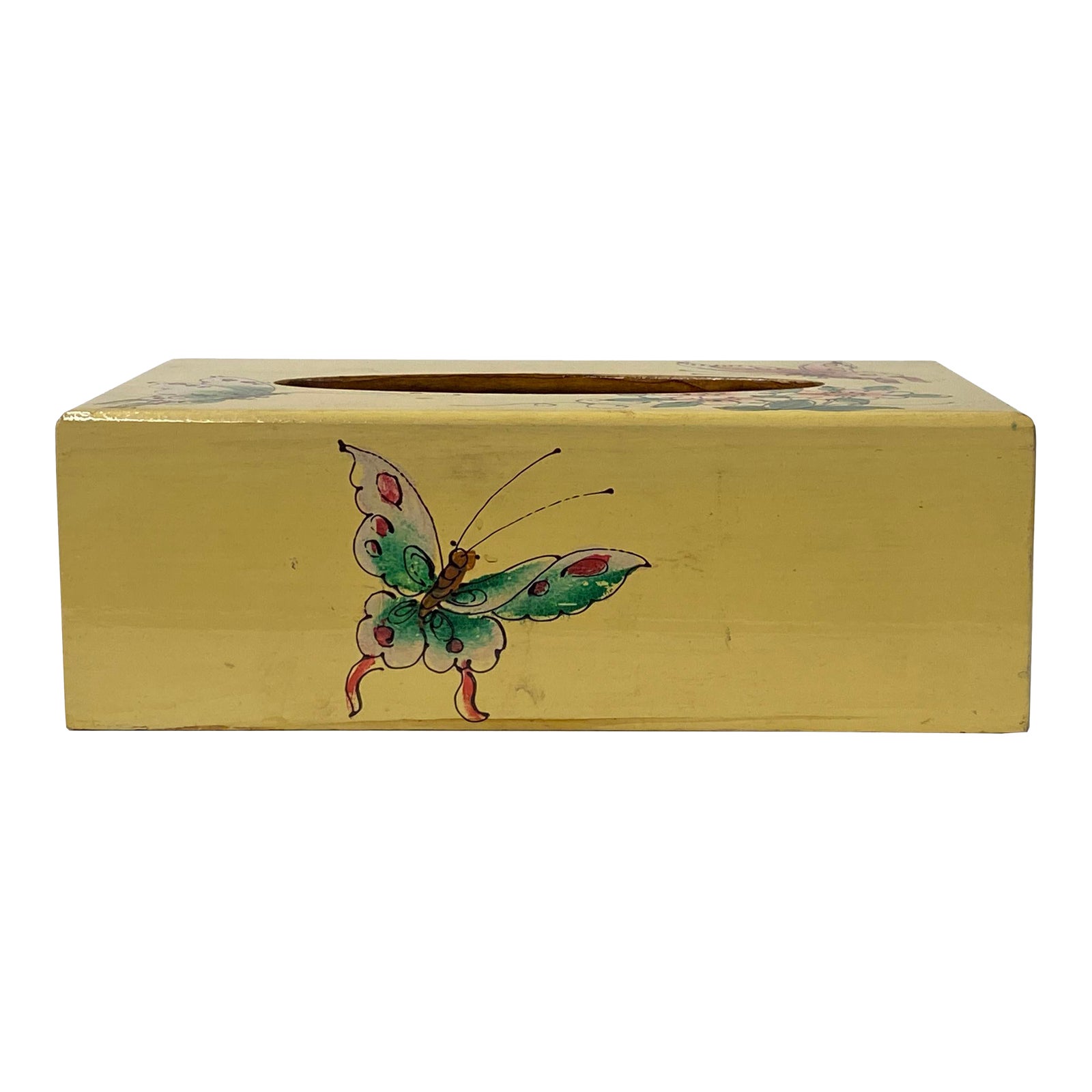 Yellow Butterflies Flowers Rectangular Shape Container Tissue Box ...