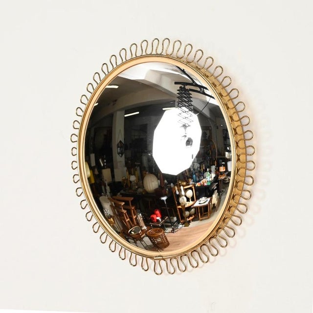 Mid-Century Modern Round Brass Mirror with Wavy Frame by Gio Ponti ...
