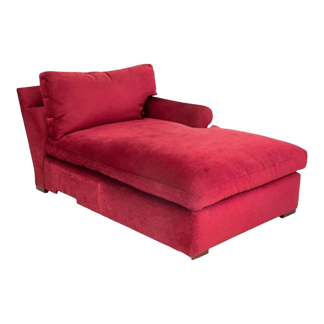Red Chenille Upholstered Chaise Lounge | Chairish