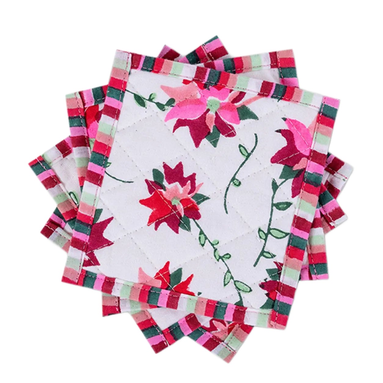 Furbish Poinsettia Coasters, Set of 4 | Chairish