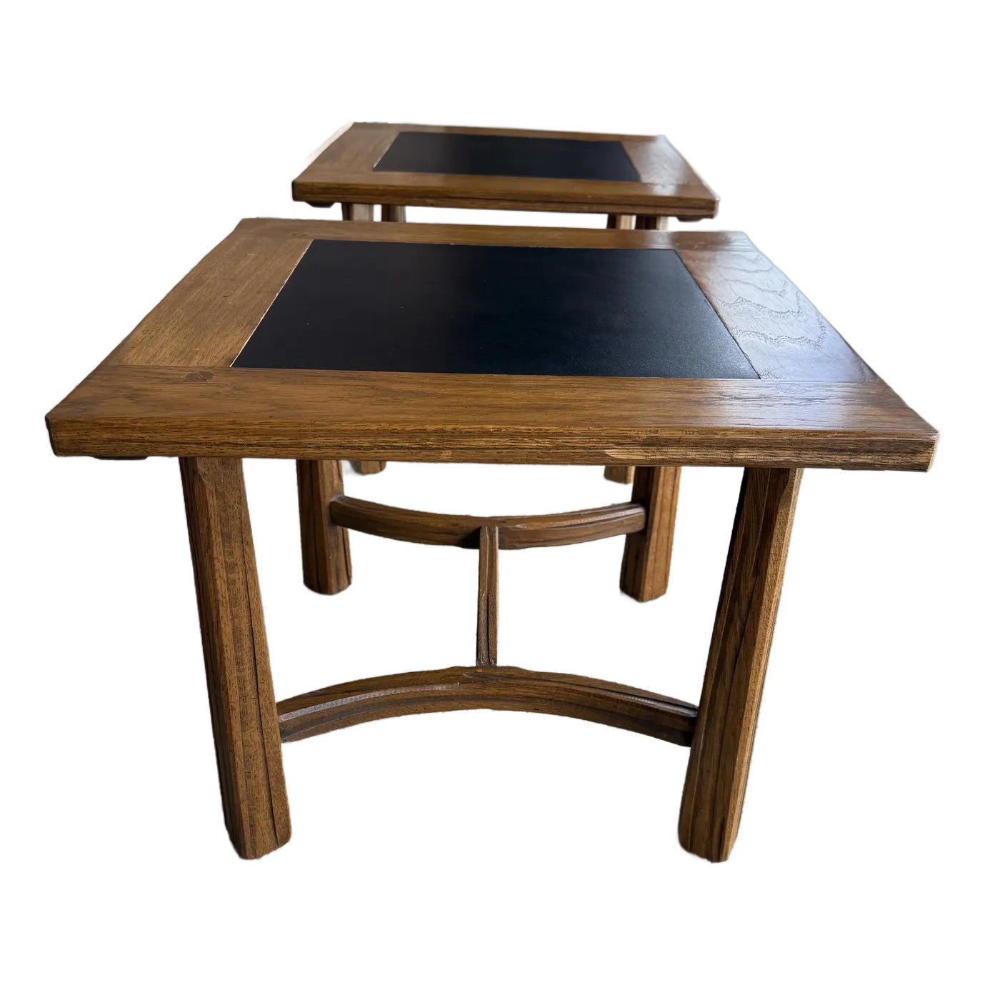 Pair of Vintage Ranch Oak Side Tables Square Rustic Western Charm ...