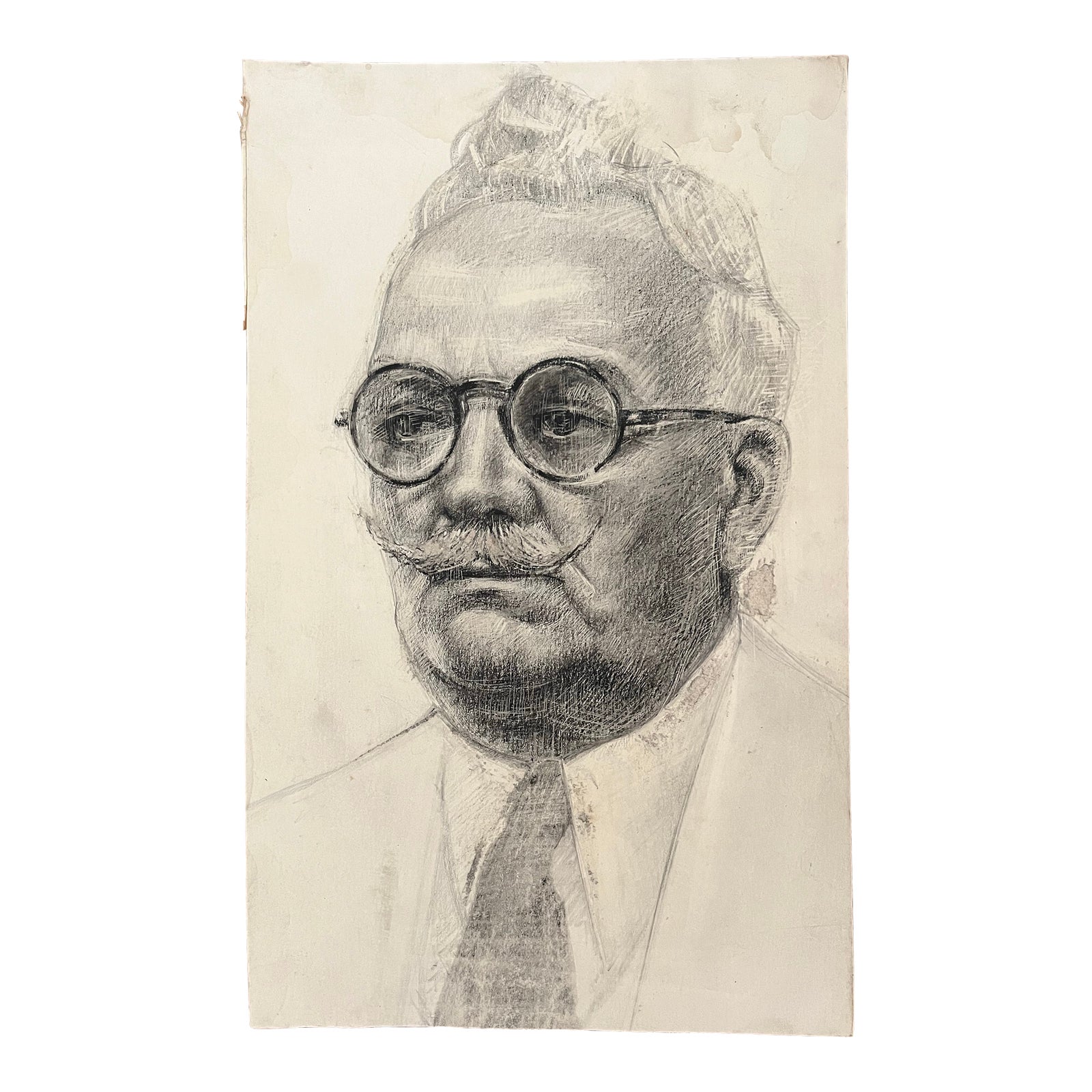 Vintage Pencil Drawing Portrait of Man | Chairish