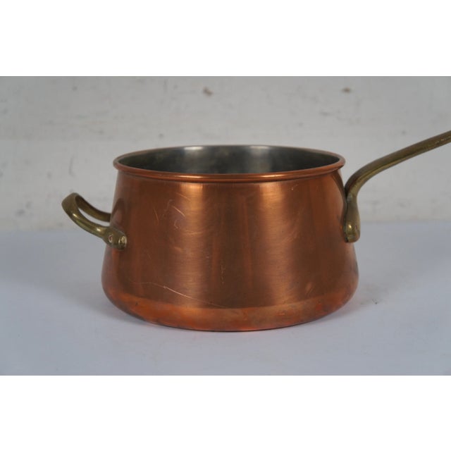 Vintage French Copper Sauce Pot Saute Pan Cookware Brass Handles | Chairish