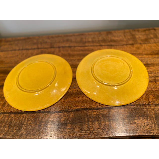 Pair of Late 19th Century Yellow and Green Majolica Ware Plates | Chairish