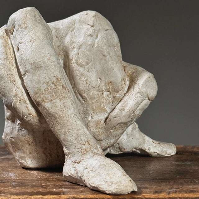 Vintage Abstract Expressionist Seated Figurative Plaster Sculpture ...