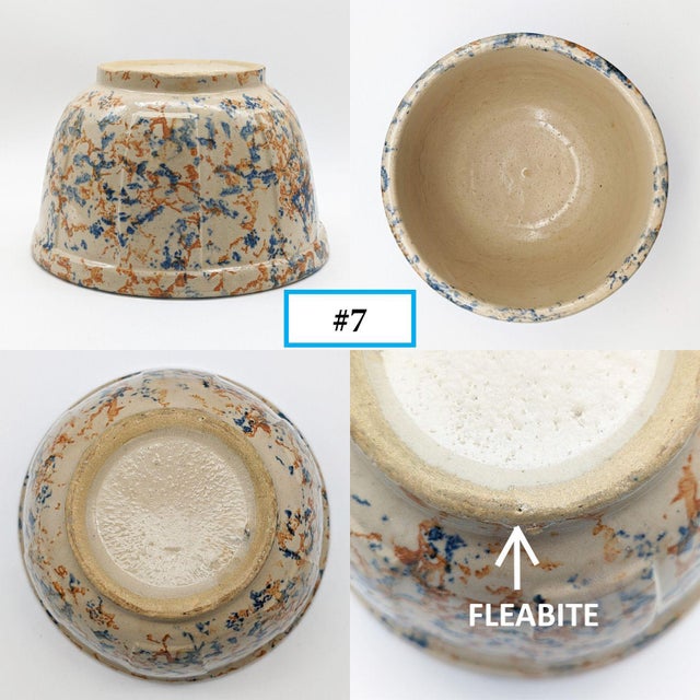 Antique Red Wing Spongeware Paneled Stoneware Nesting Bowls Set of ...