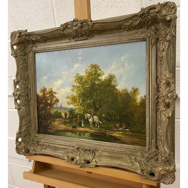 Gudrun Sibbons, Oil Painting of Family Picnic by the River with Horse ...