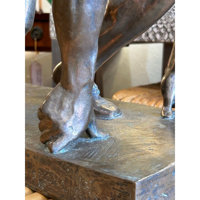 Antique Bronze Sculpture of a Runner by Charles Albert Lopez | Chairish