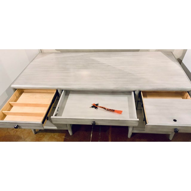 Modern Light Gray Wood Executive Desk | Chairish