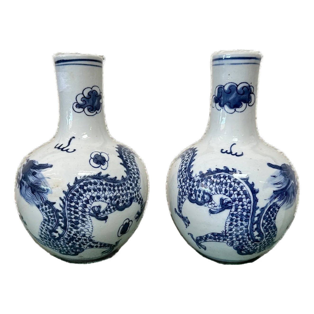 Contemporary Chinoiserie Tianqiu Dragon Vases - A Pair | Chairish